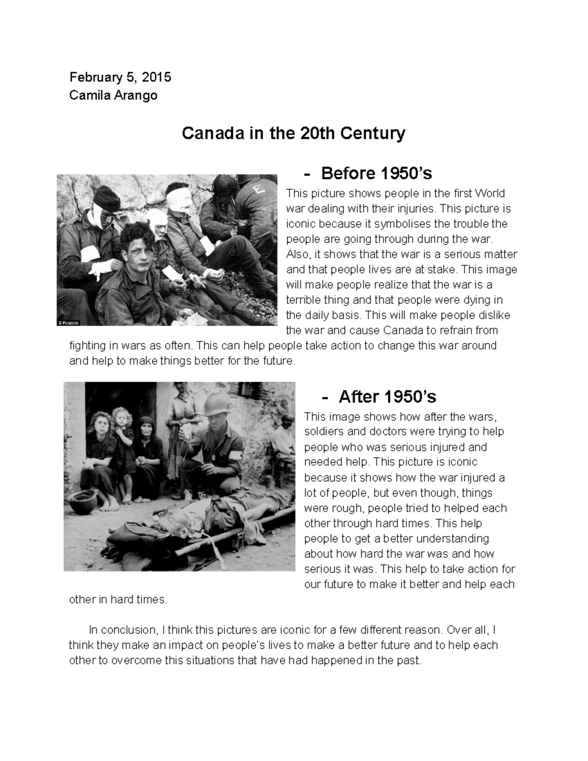 Canadian History Introduction - February 5, 2015 Camila Arango Canada ...