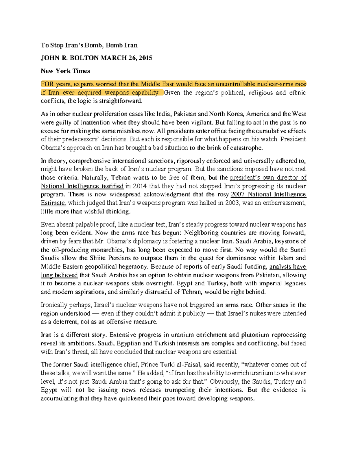2. 2015 Bolton Bomb Iran - To Stop Iran’s Bomb, Bomb Iran JOHN R ...