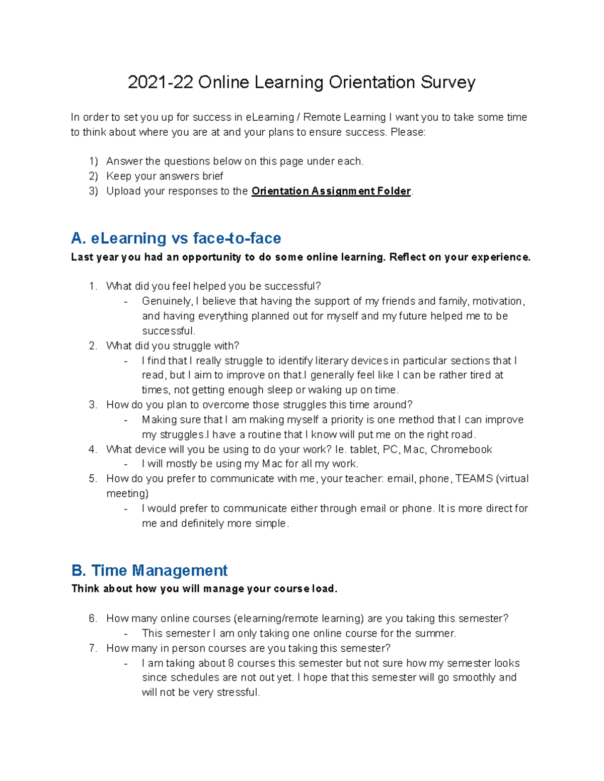 Copy of 2021-22 Online Learning Orientation Survey - 2021-22 Online ...