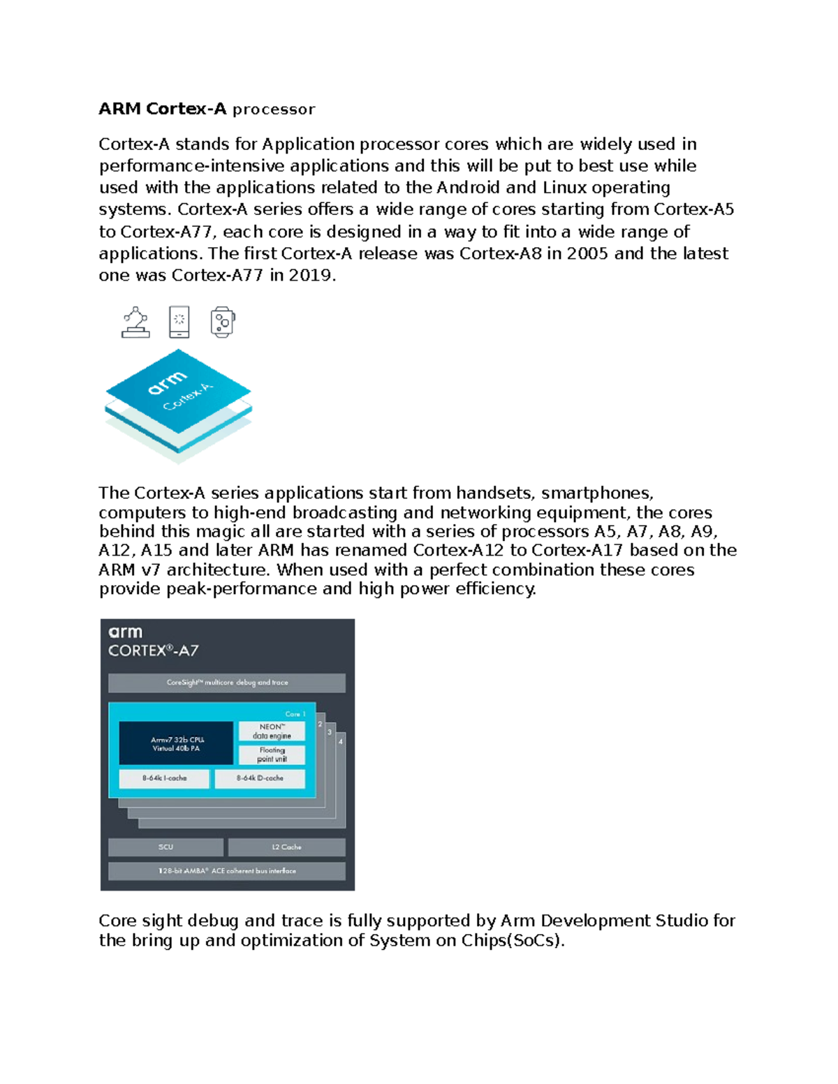ARM CORTEX PROCESSORS - ARM Cortex-A processor Cortex-A stands for ...