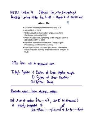 EE2211 Practice Final - NATIONAL UNIVERSITY OF SINGAPORE EE2211 - Introduction to Machine ...
