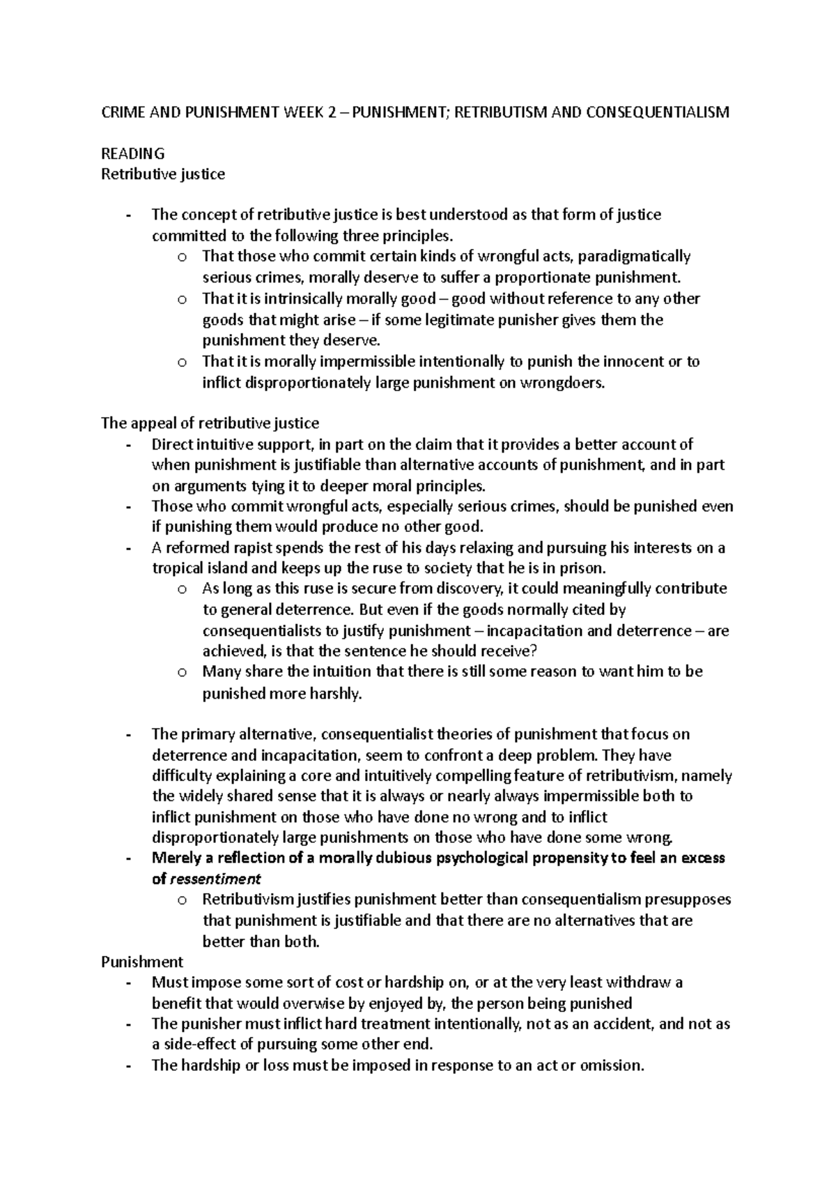 Crime and Punishment Reading - Week 2 - CRIME AND PUNISHMENT WEEK 2 ...