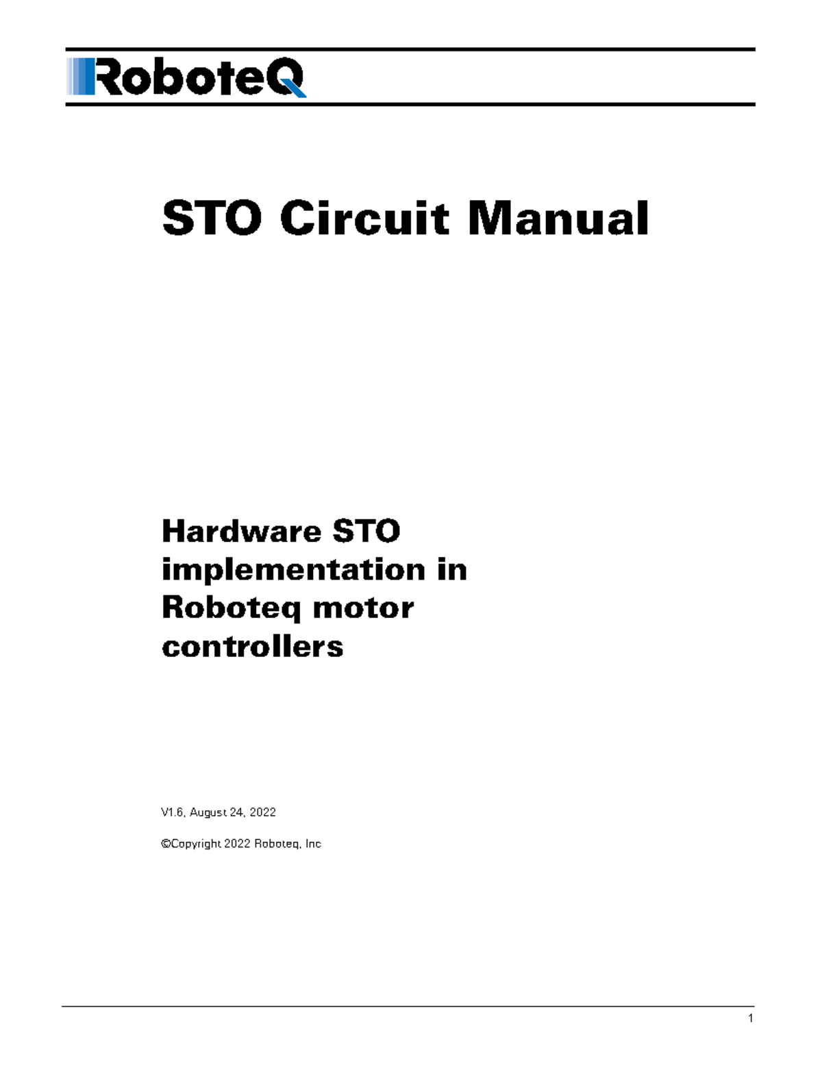 Robote Q STO Manual - motor - 1 Hardware STO implementation in Roboteq ...