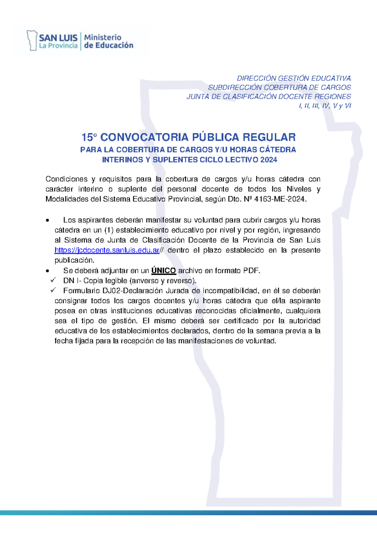 15° Llamado Regular - dmdmdmdm - DIRECCIÓN GESTIÓN EDUCATIVA ...