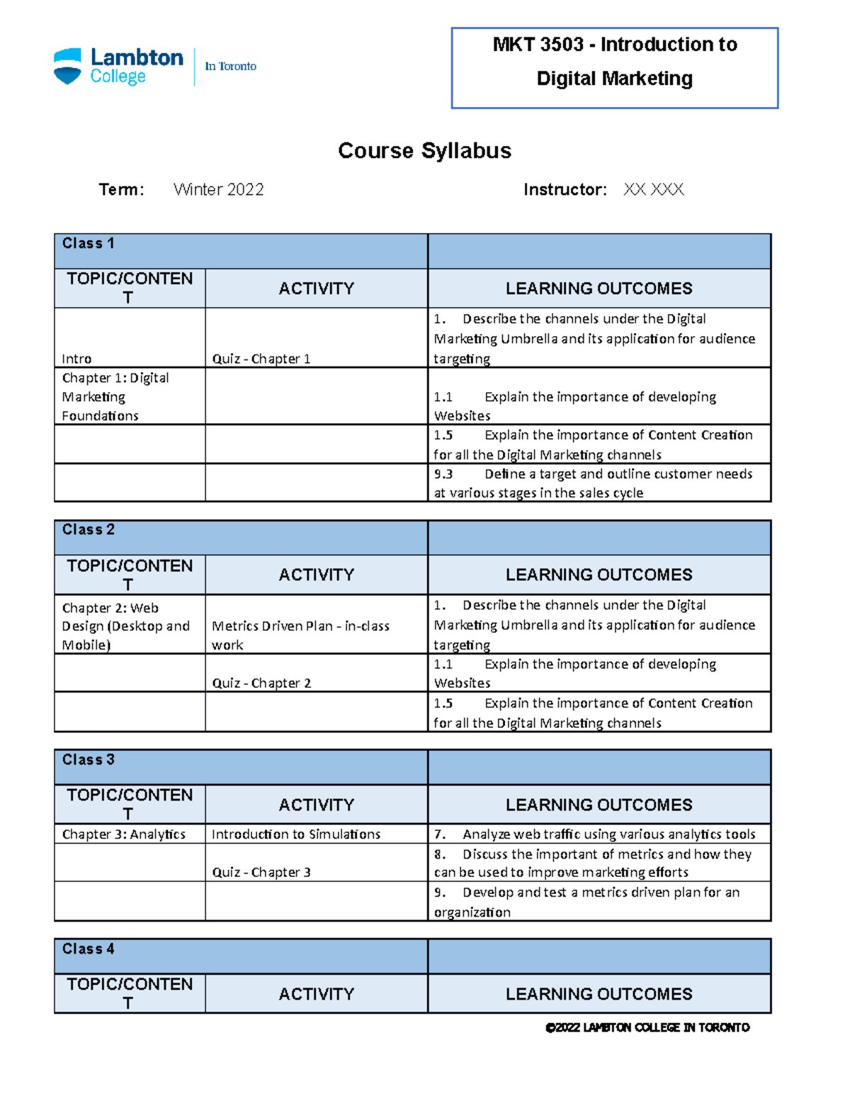 MKT 3503 - Course Syllabus - Semester - Course Syllabus Term: Winter ...