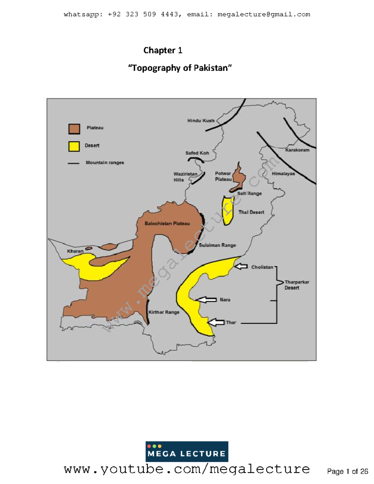 Chapter-1-topography - Chapter 1 “Topography of Pakistan” megalecture ...