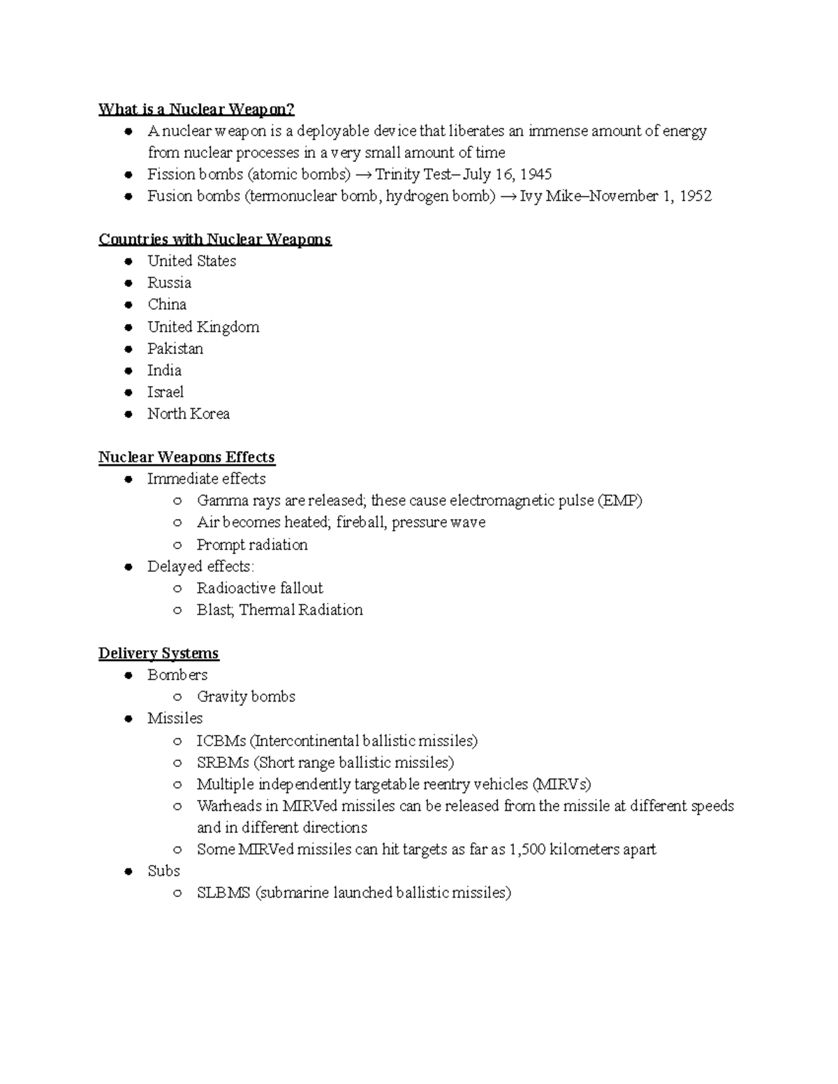 Nuclear Weapons - IR notes - What is a Nuclear Weapon? A nuclear weapon ...