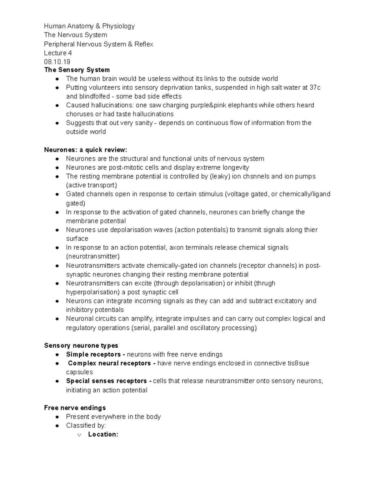 Lecture 6 The Nervous System - Peripheral Nervous System + Reflex Arc ...