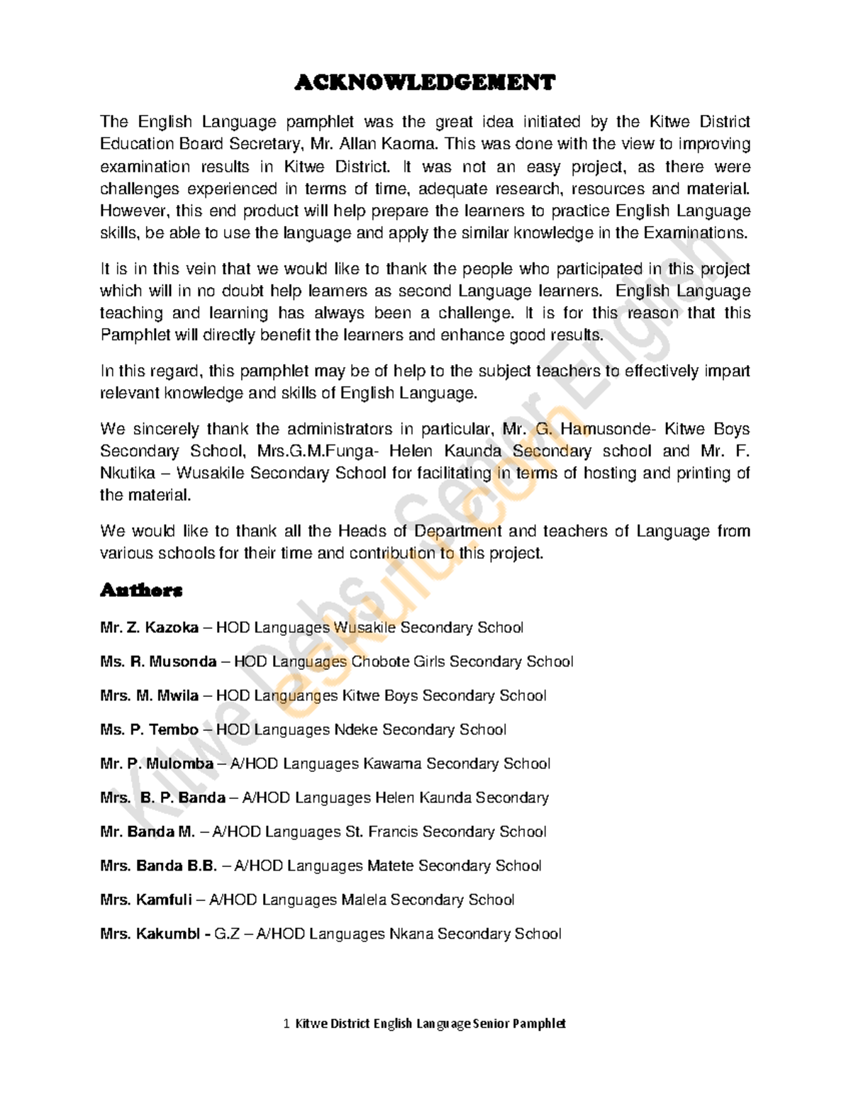 Grade 10 to 12 English Language Pamphlet - ACKNOWLEDGEMENT The English ...
