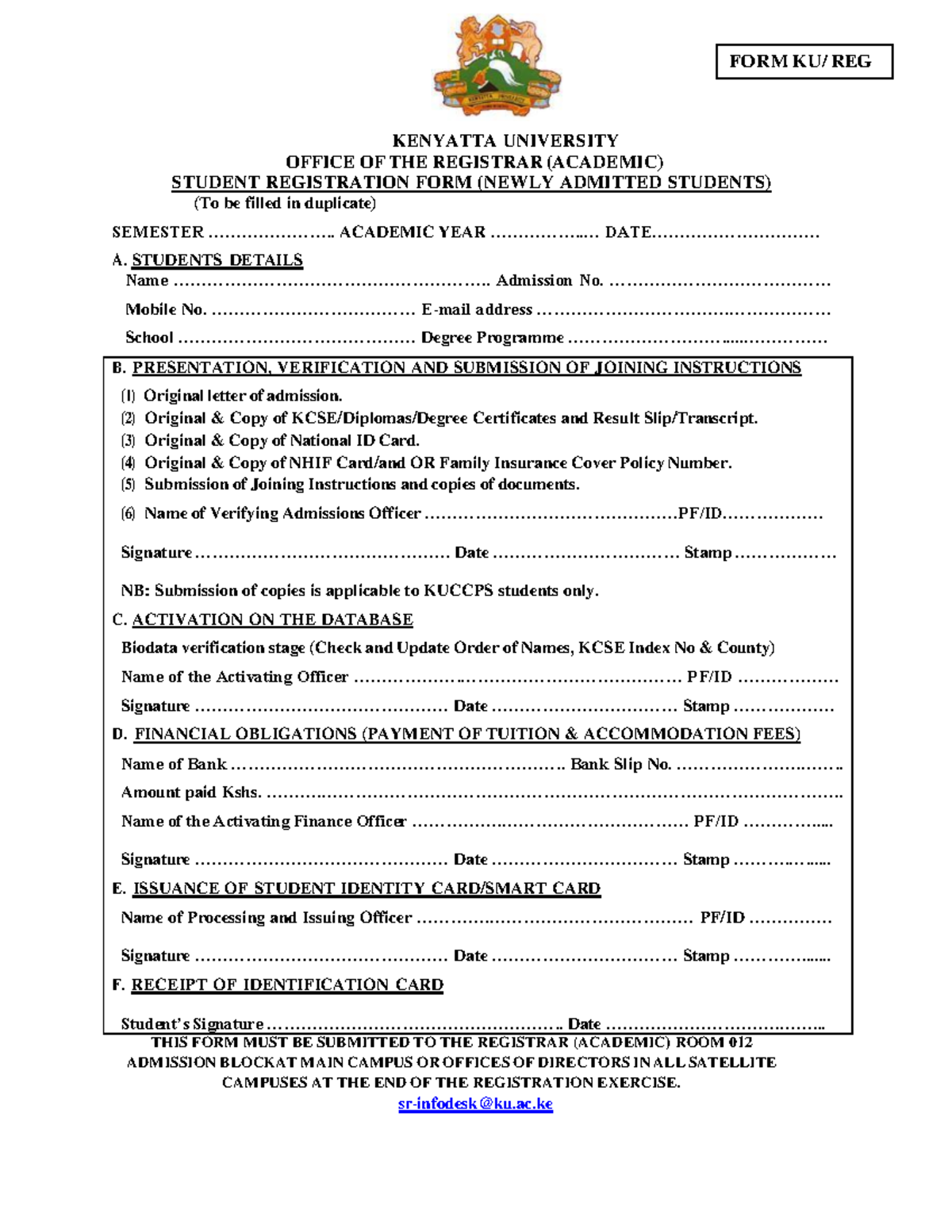 Joining Instructions 2024 - KENYATTA UNIVERSITY OFFICE OF THE REGISTRAR ...