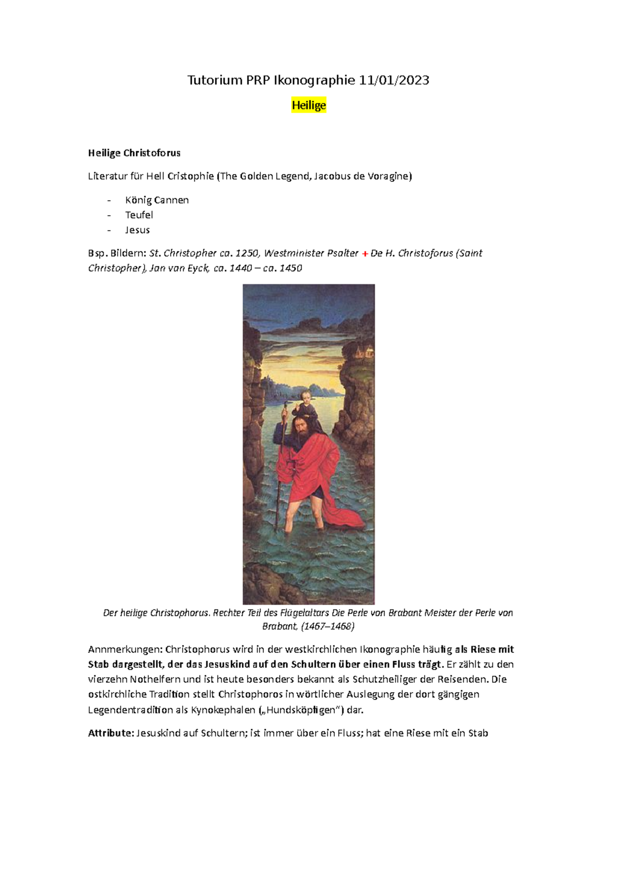 ZF Heilige Ikonographie Tutorium 23 - Tutorium PRP Ikonographie 11/01 ...