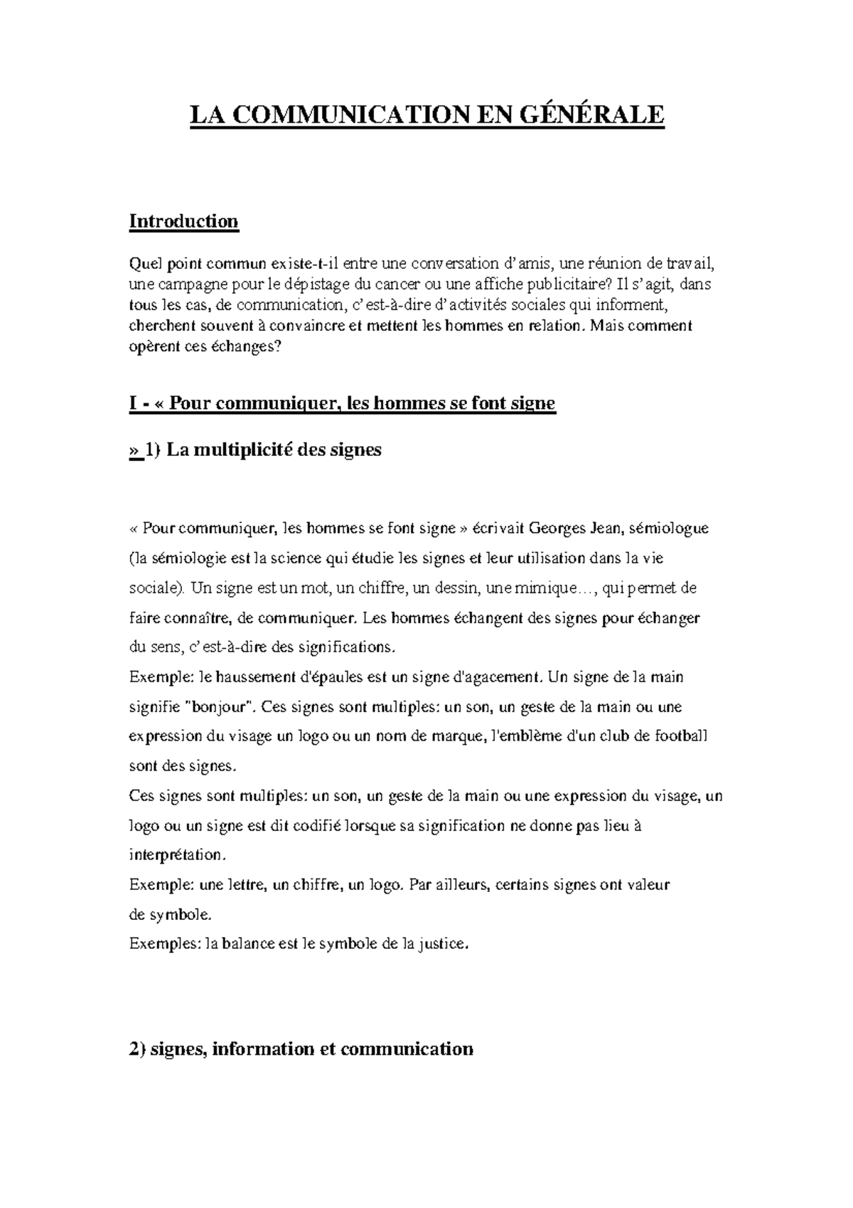 Fiche communication generale - LA COMMUNICATION EN GÉNÉRALE ...