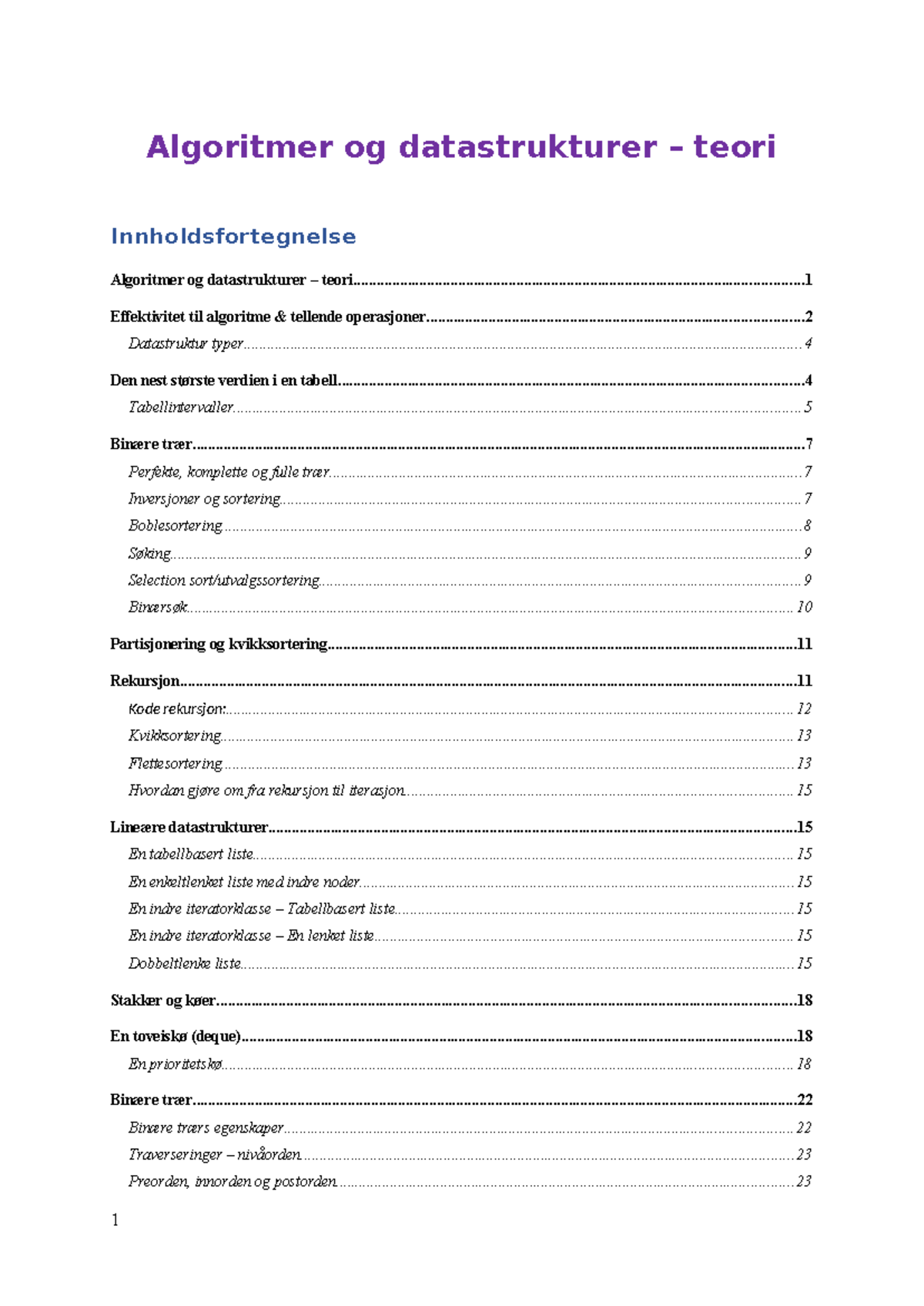 Algoritmer og datastrukturer - teori - Algoritmer og datastrukturer ...