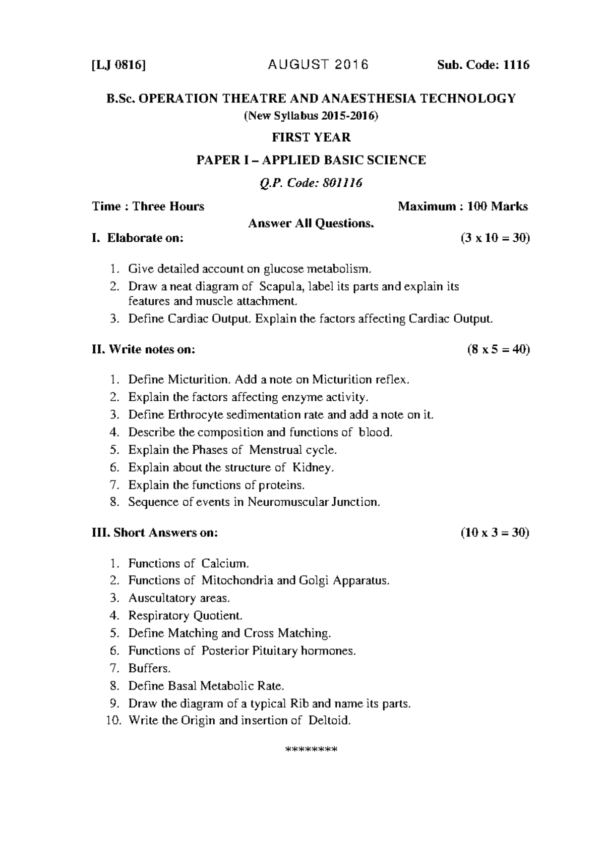 80021116 LJ - Previous year question paper - [LJ 0816] A U GU ST 2 0 1 ...