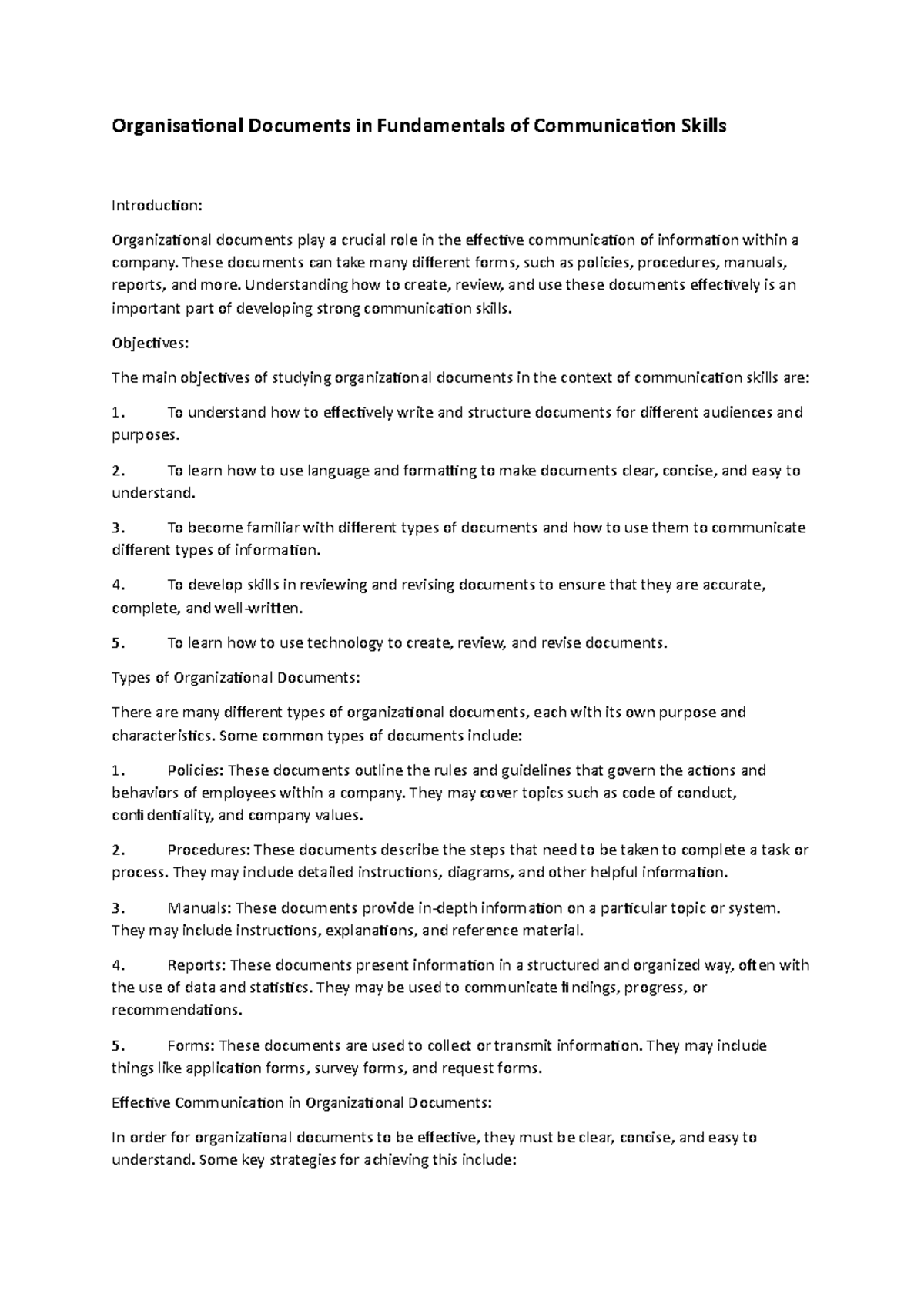 Organisational Documents - These documents can take many different ...