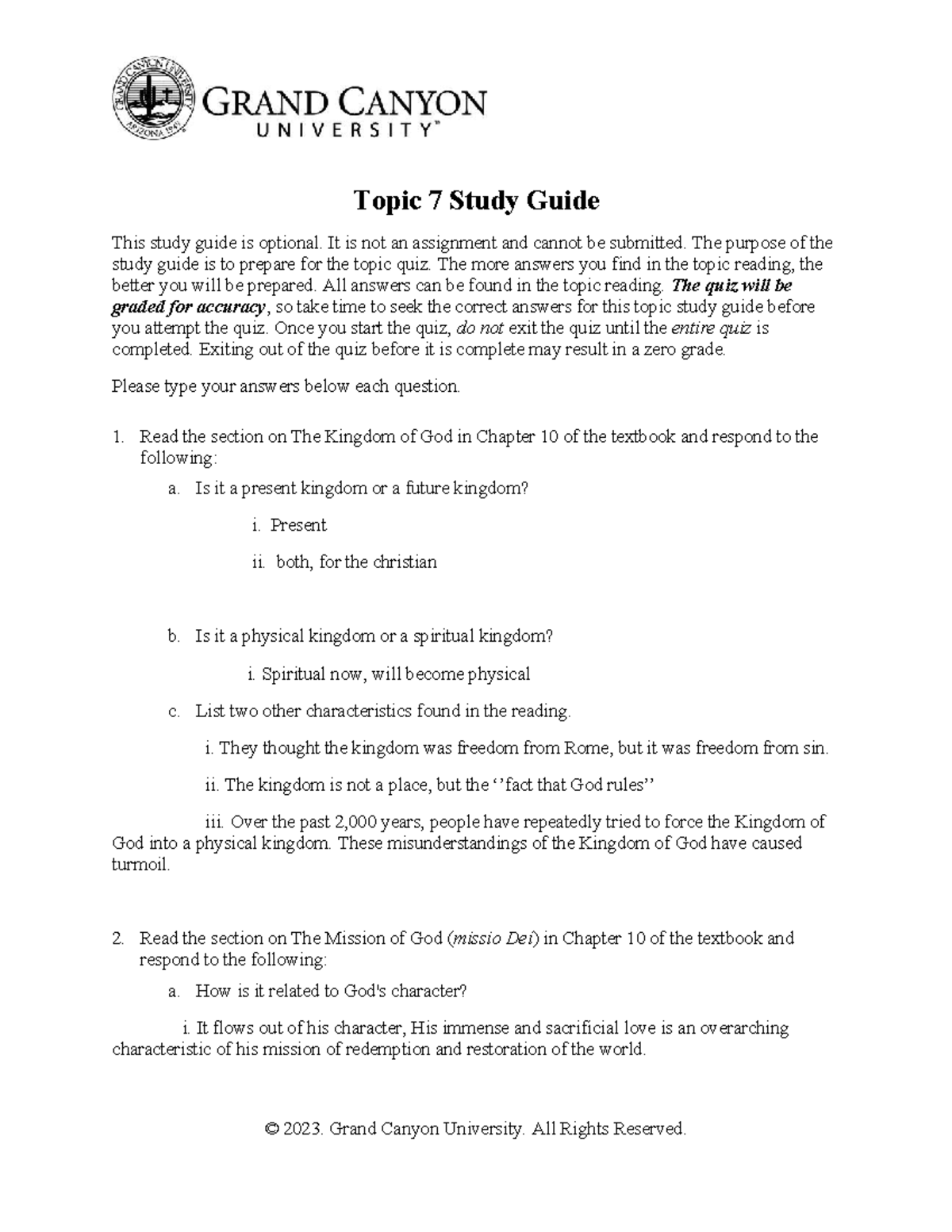 CWV 101 RS T7Study Guide Online - Topic 7 Study Guide This study guide ...