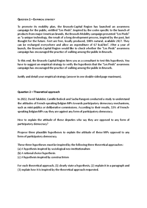 Introduction to research in Political Sciences - Course format T1 ...