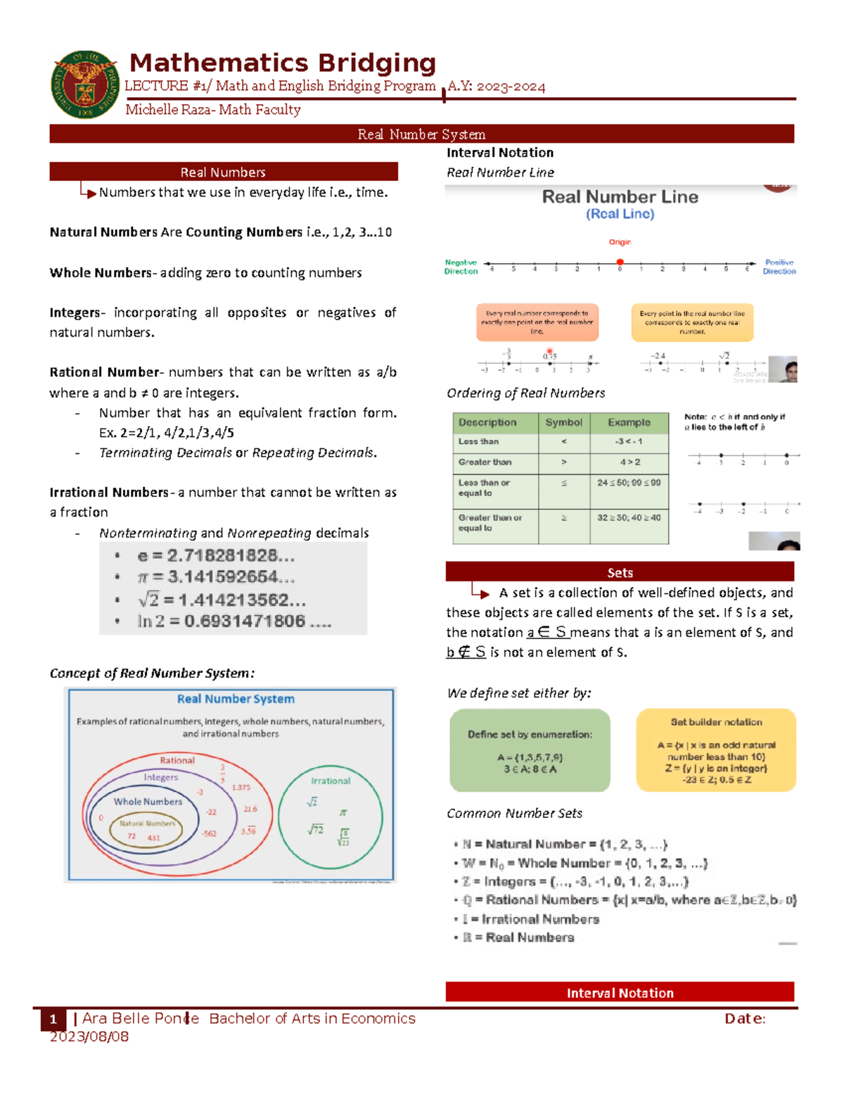 Math Bridging Transes L 1 - B LECTURE #1/ Math and English Bridging ...
