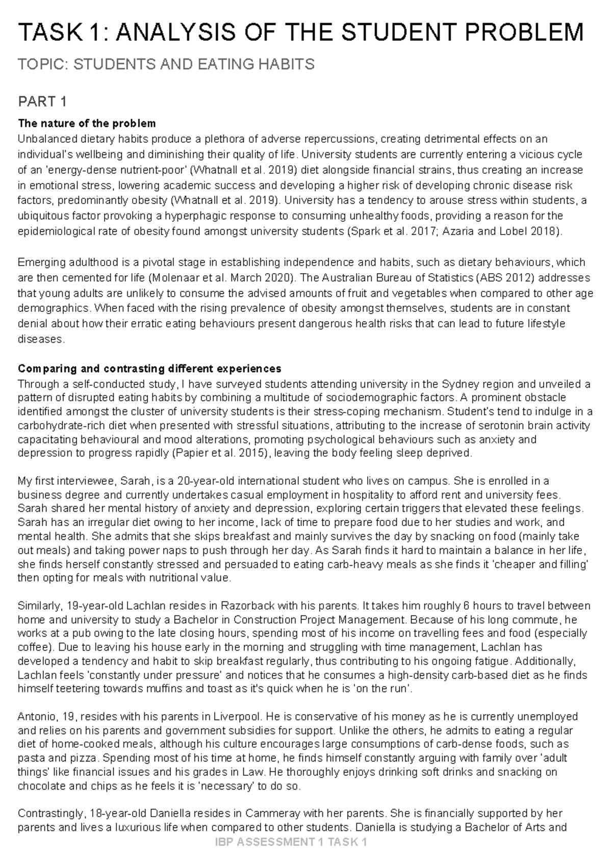 HD Received in TASK 1 Analysis OF THE Student Problem - TASK 1 ...