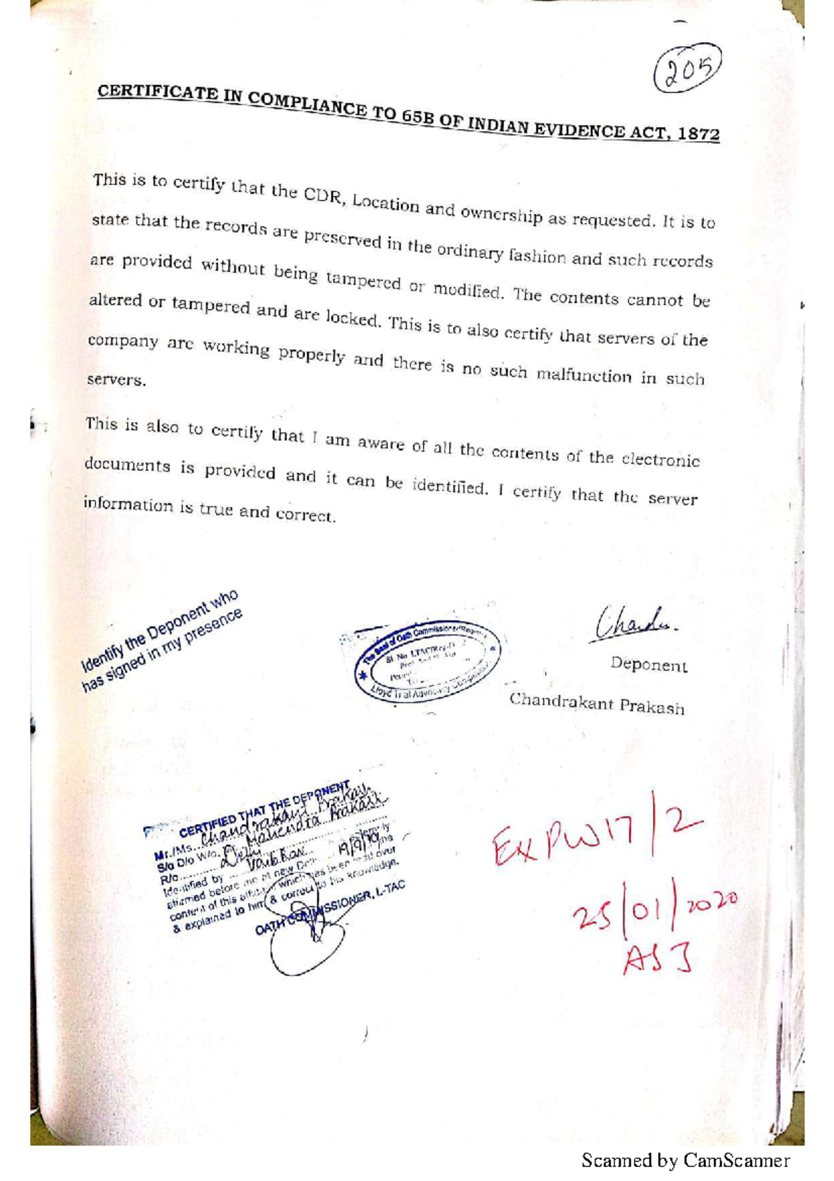 65B certificate sample 1 - 205 CERTIFICATE IN COMPLIANCE TO 65B OF ...