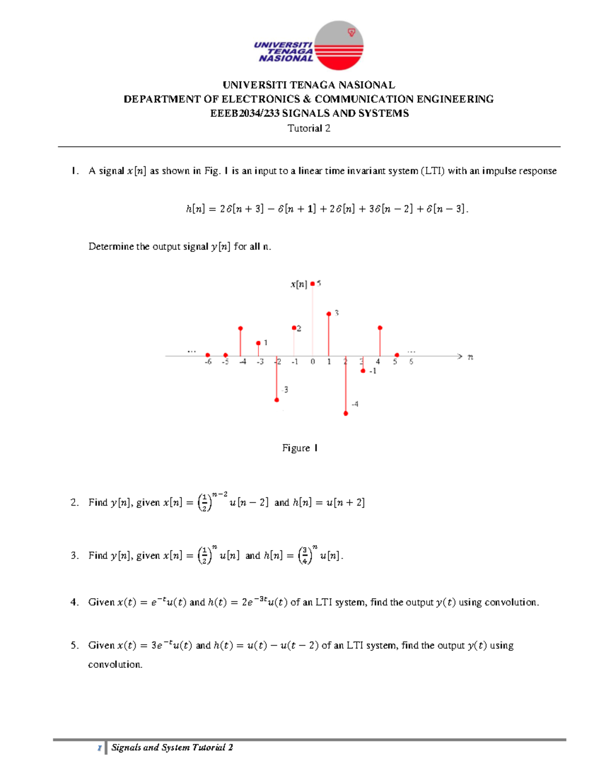 Tutorial 2 - dr yanti tutor - 1 Signals and System Tutorial 2 ...
