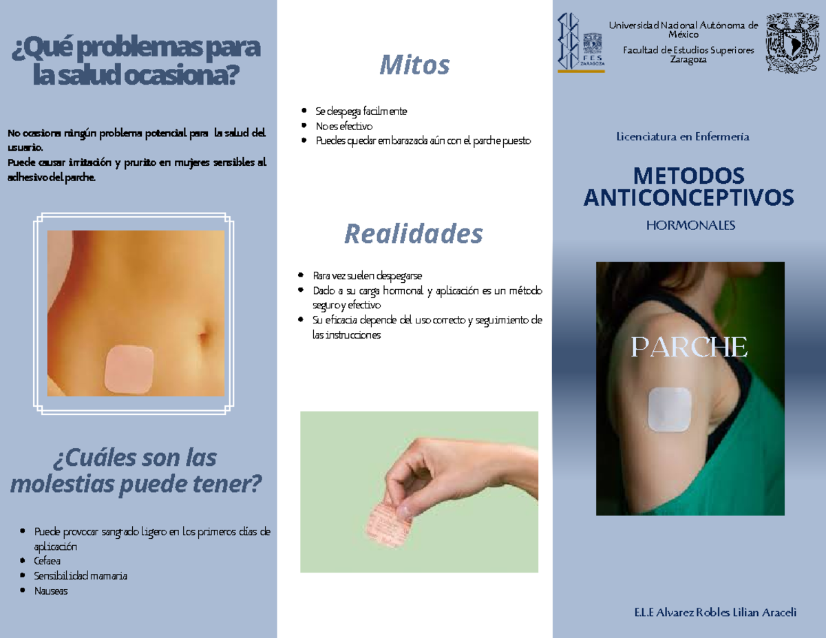 Folleto Parche - Metodo anticonceptivo - Universidad Nacional Autónoma ...