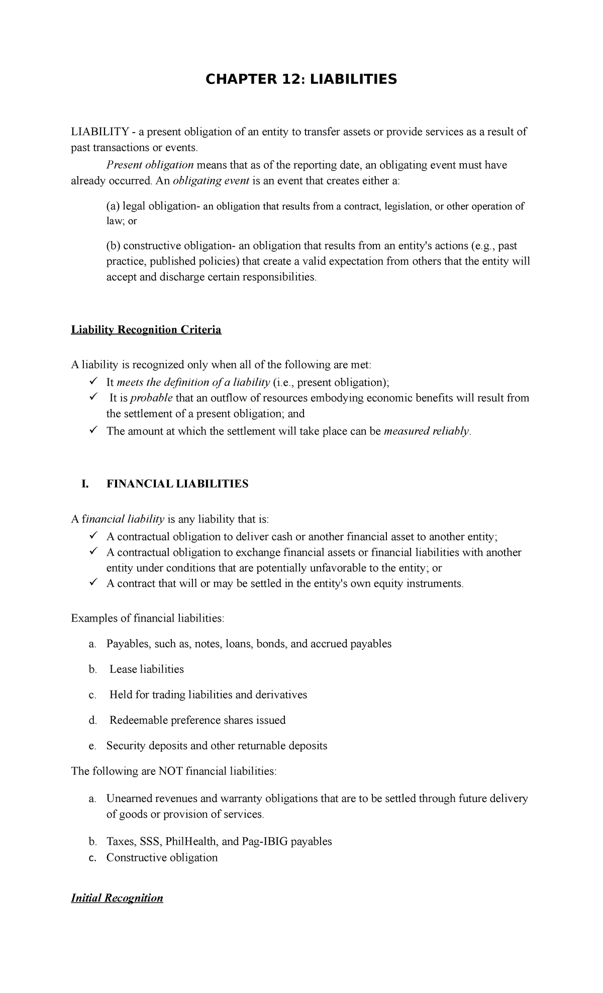 Chap12 - very helpful notes in accounting - CHAPTER 12 : LIABILITIES ...