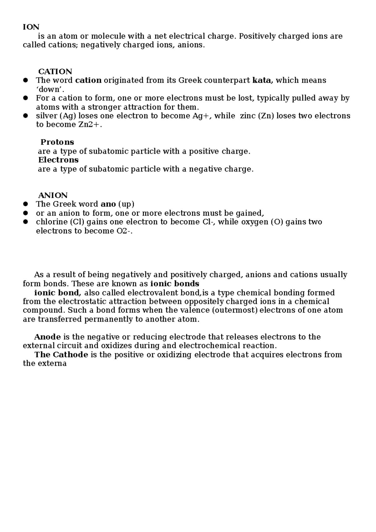 ION - it is very good - ION is an atom or molecule with a net ...