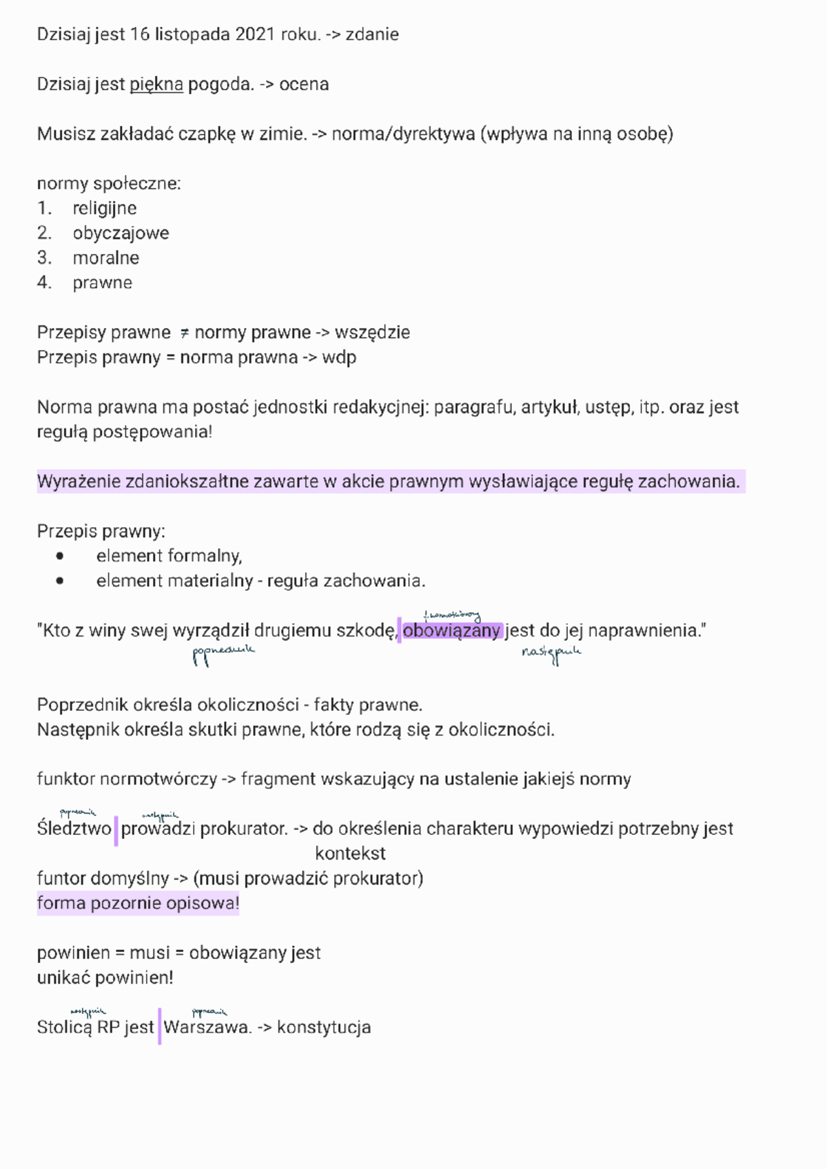 Podział przepisów - blankiet, odsyłający, lex generalis i specialis ...