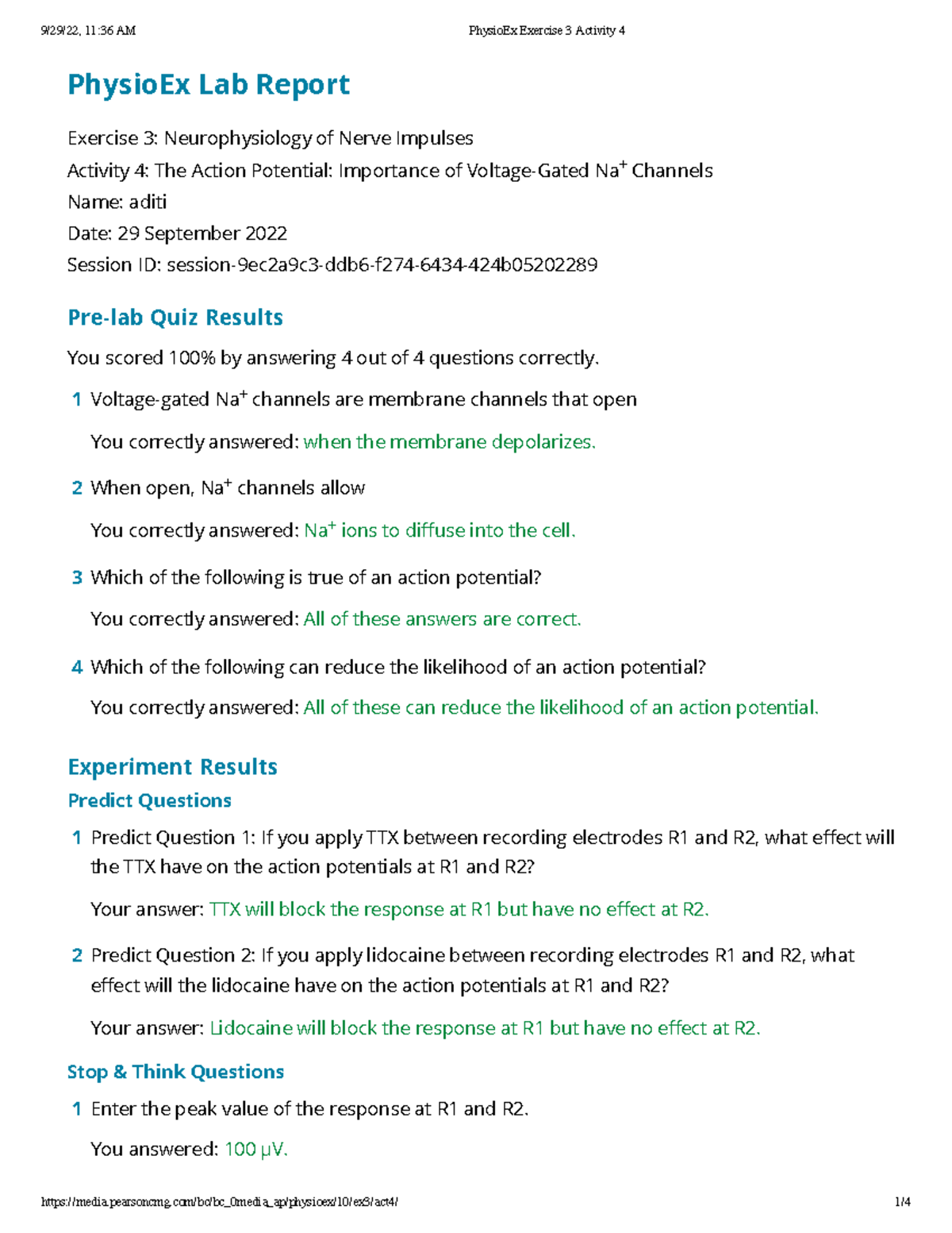 Physio Ex Exercise 3 Activity 4 - PhysioEx Lab Report Exercise 3 ...