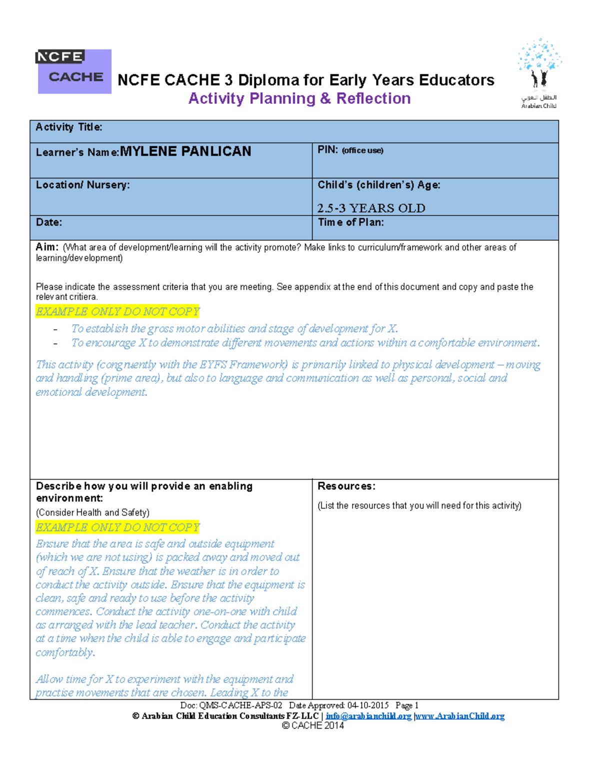 2024 Activity Planning Template - Activity Planning & Reflection ...