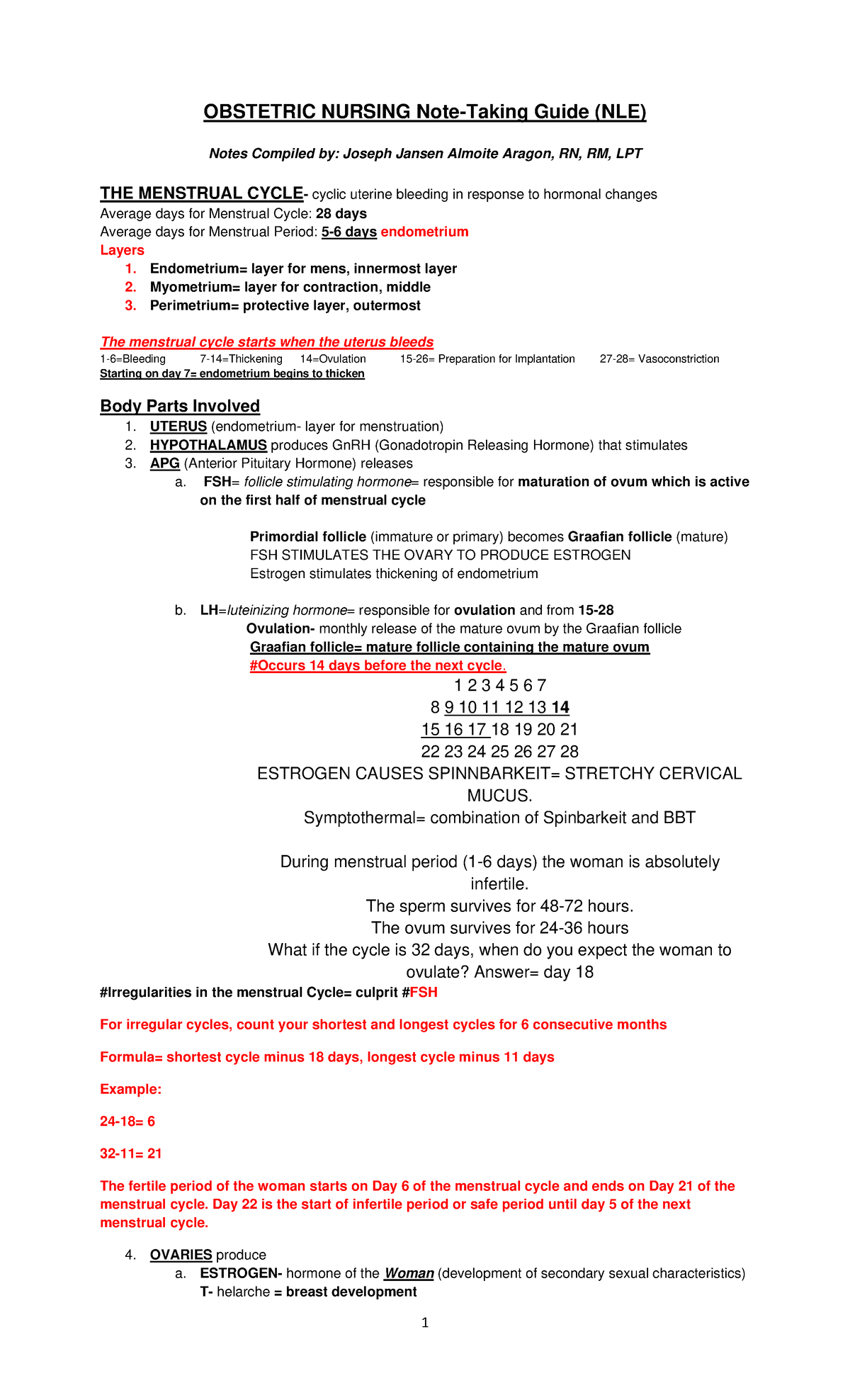 OB Note Taking Guide WITH Answers - OBSTETRIC NURSING Note-Taking Guide ...