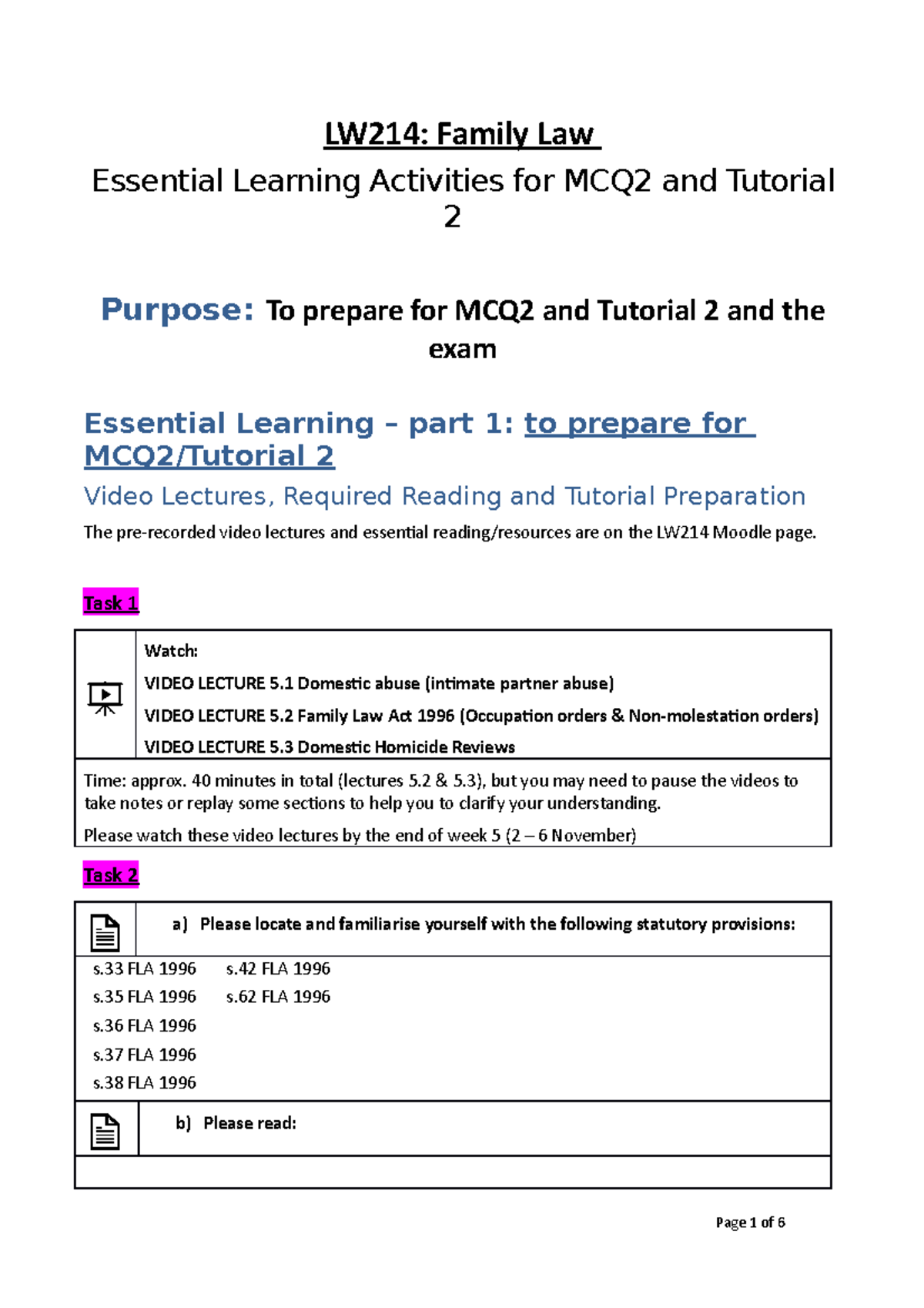 Tutorial 2- domestic abuse - LW214: Family Law Essential Learning ...