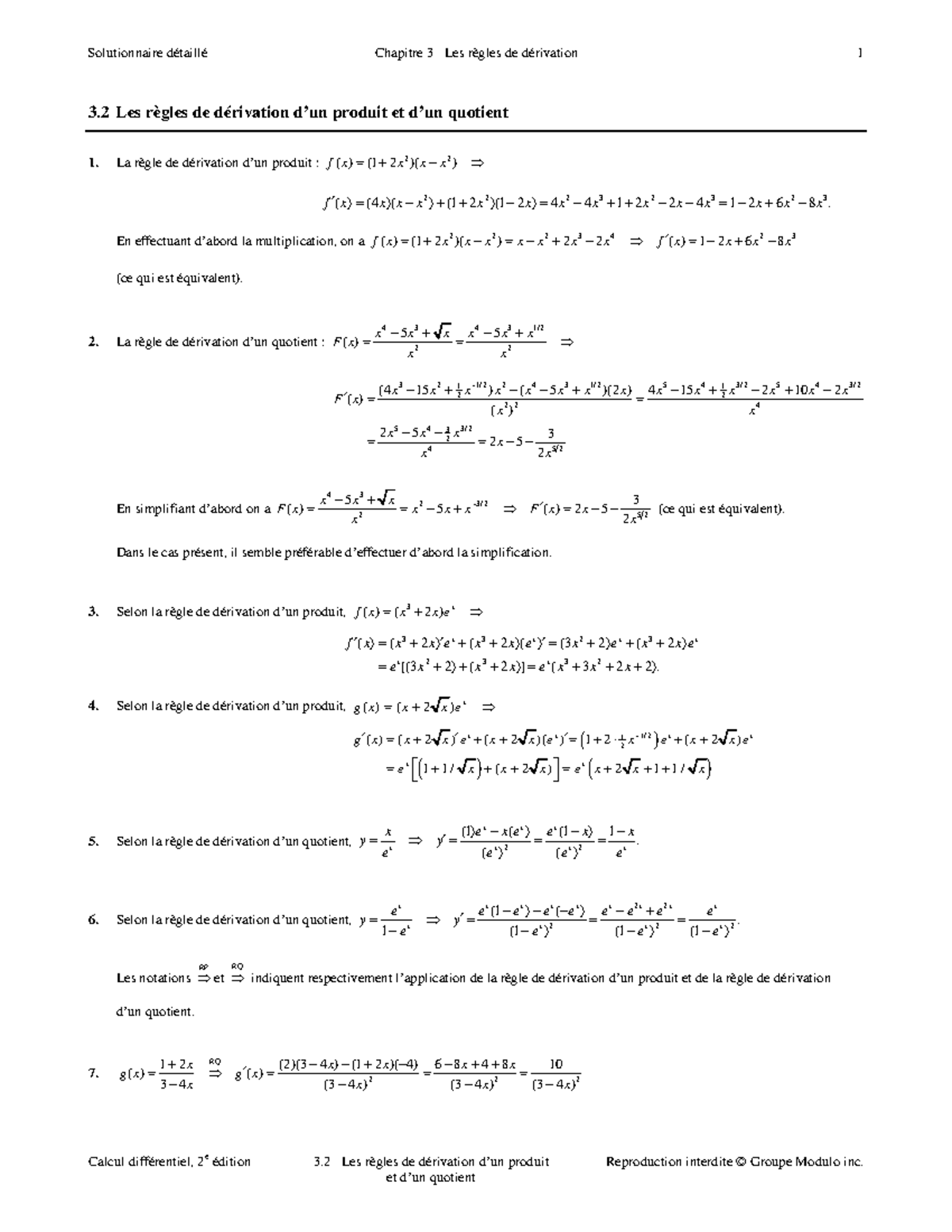 Section 3-2 solutionnaire 1597764573 - Calcul différentiel, 2 e édition ...