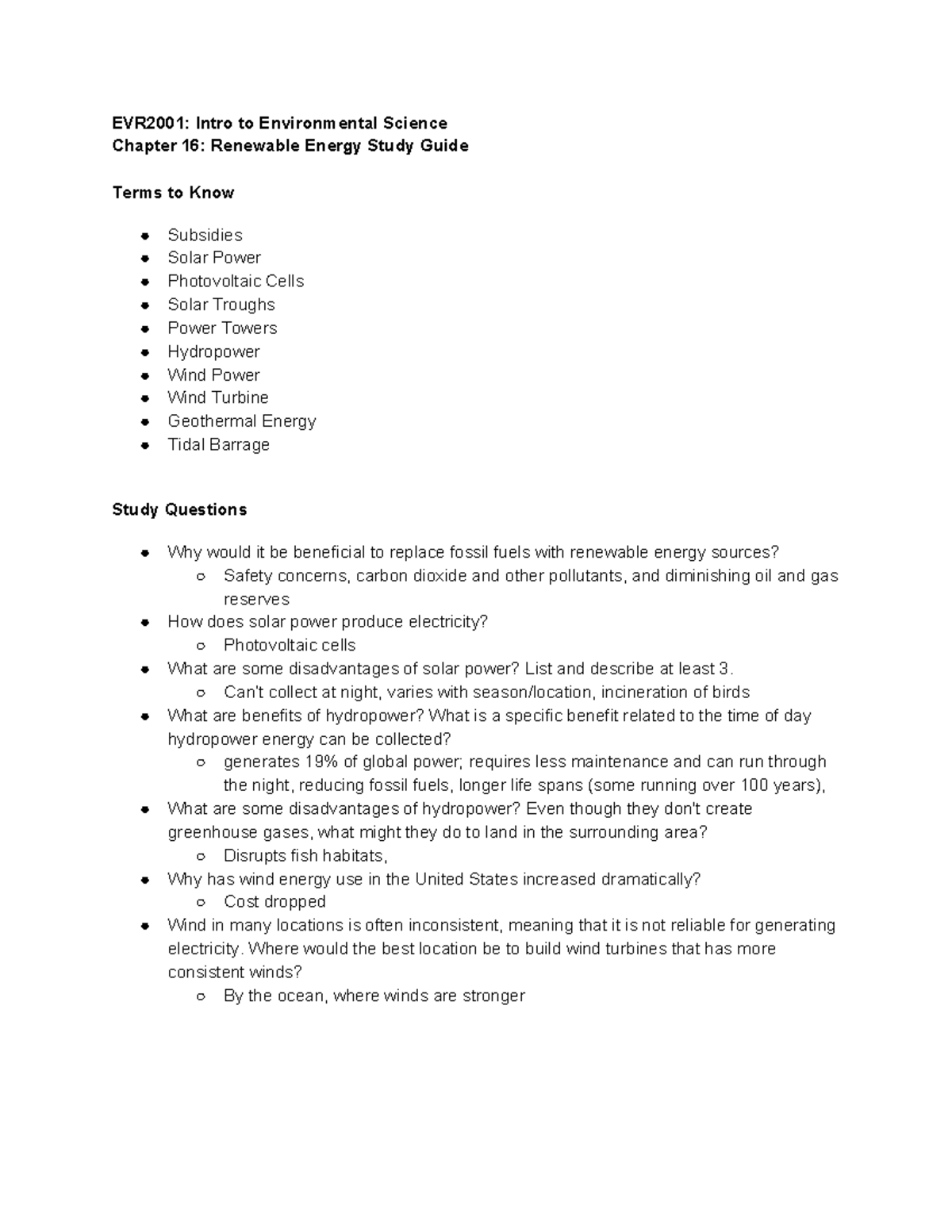 EVR Chapter 16 Study Guide - EVR2001: Intro to Environmental Science ...