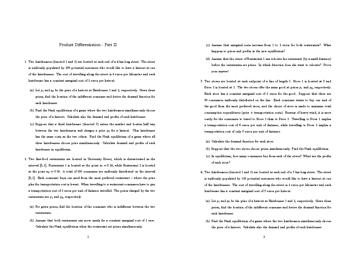 Product Diff 2 chapter 3 - Product Di§erentiation - Part II Two ...