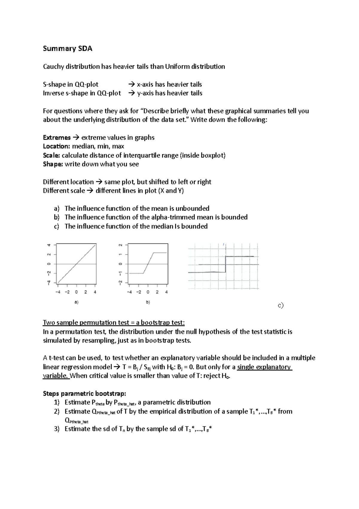 Summary sda - Summary SDA Cauchy distribution has heavier tails than ...