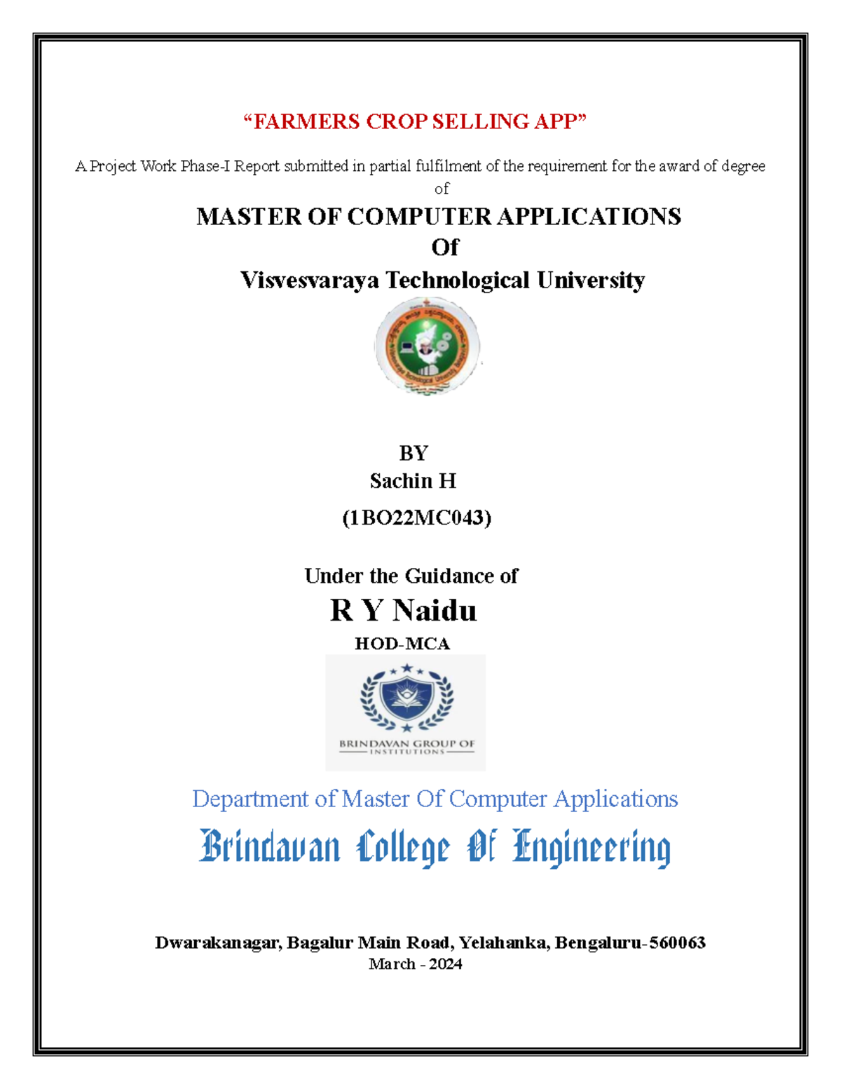 Project Phase Sachin 1 - “FARMERS CROP SELLING APP” A Project Work Phase-I Report submitted in ...