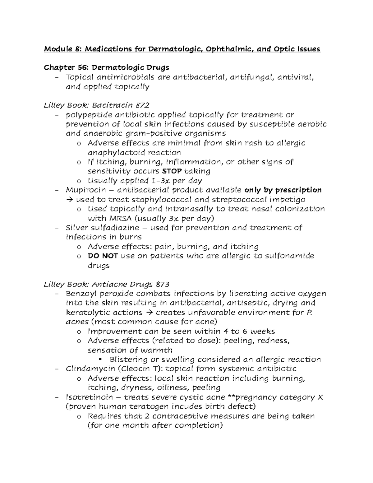 Topical meds - Module 8: Medications for Dermatologic, Ophthalmic, and ...