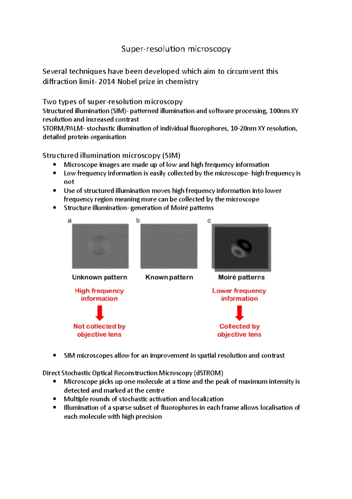 Super resolution microscopy - Super-resolution microscopy Several ...
