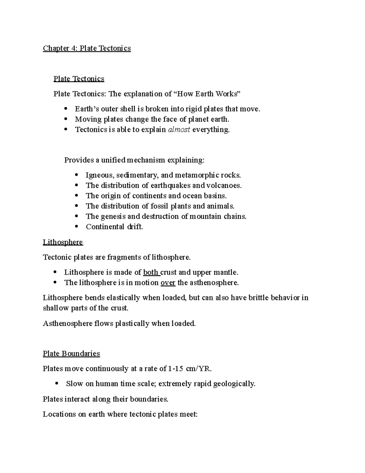Plate Tectonics - Chapter 4: Plate Tectonics Plate Tectonics Plate ...