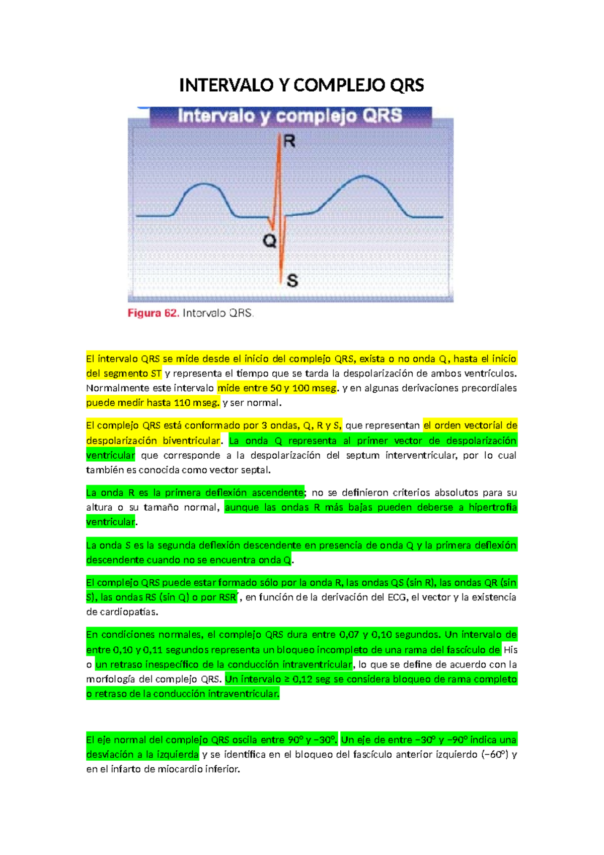Intervalo Y Complejo QRS - INTERVALO Y COMPLEJO QRS El intervalo QRS se ...
