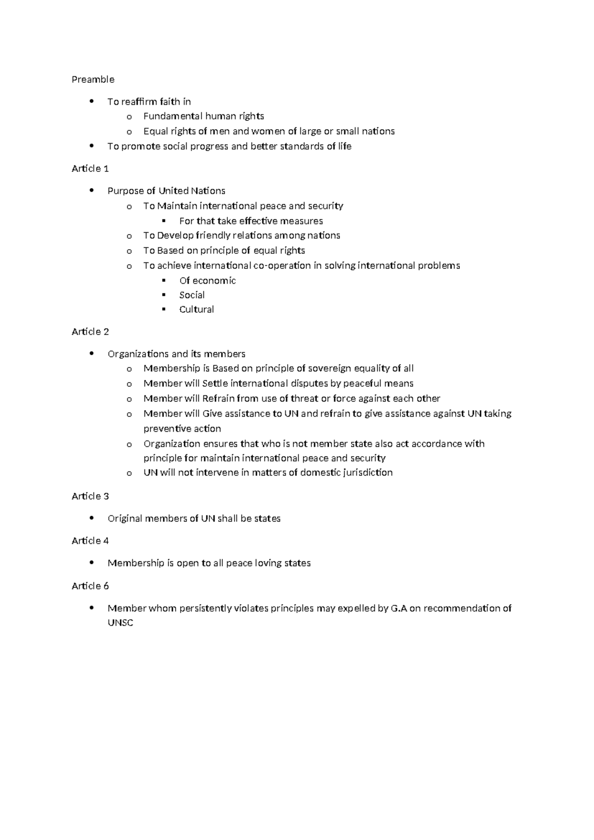 Preamble - Summary International Organization - Preamble To reaffirm ...