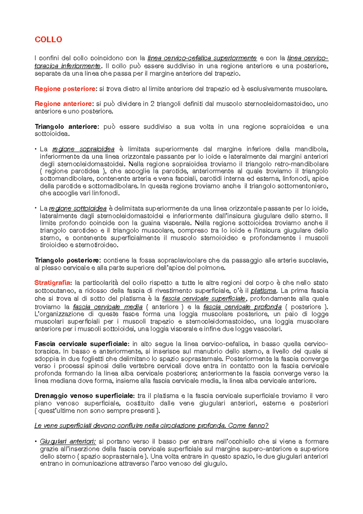 Appunti Topografica - COLLO I confini del collo coincidono con la linea ...