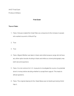 Unit 1 ahst article 1 - prof dimarzo - ARTICLE ONE → “What is art ...