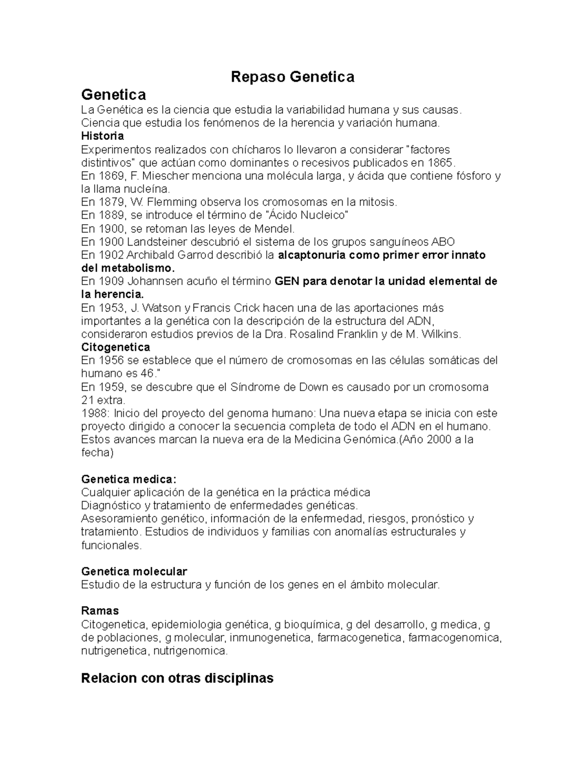 Repaso de Genética - Repaso Genetica Genetica La es la ciencia que ...