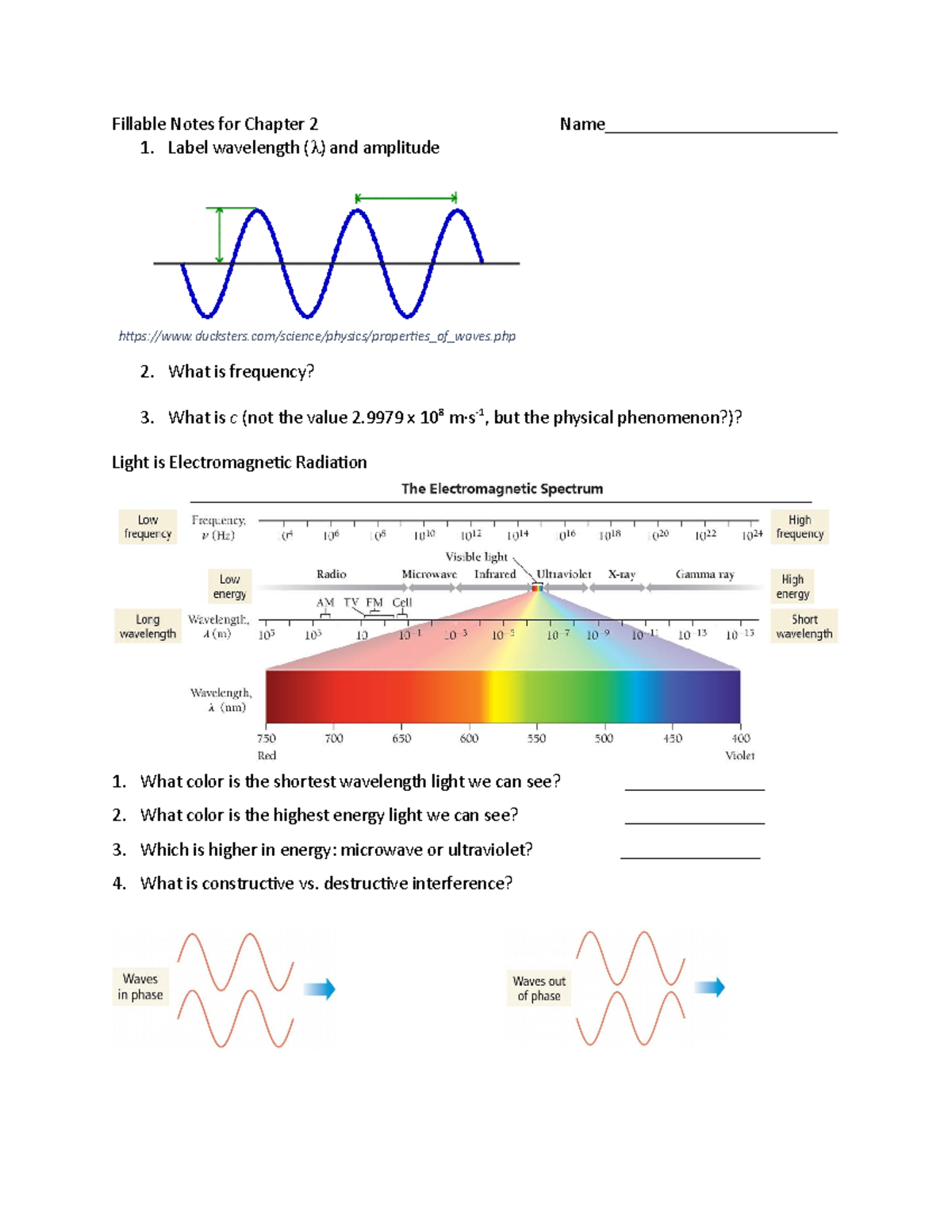 Chapter 2 Fillable Notes 9 - Fillable Notes for Chapter 2 Name ...