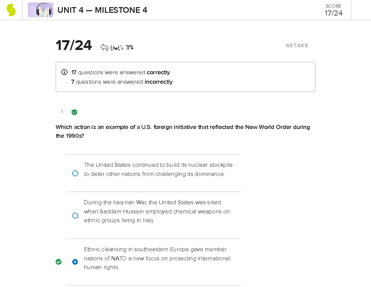 History II Milestone IIII 1 17 24 That s 71 RETAKE 17 Questions Were history-ii-milestone-iiii-1-17-24-that-s-71-retake-17-questions-were