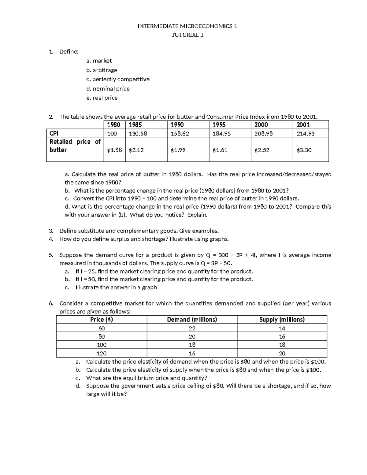 IM tutorial 1 - work exercise - INTERMEDIATE MICROECONOMICS 1 TUTORIAL ...