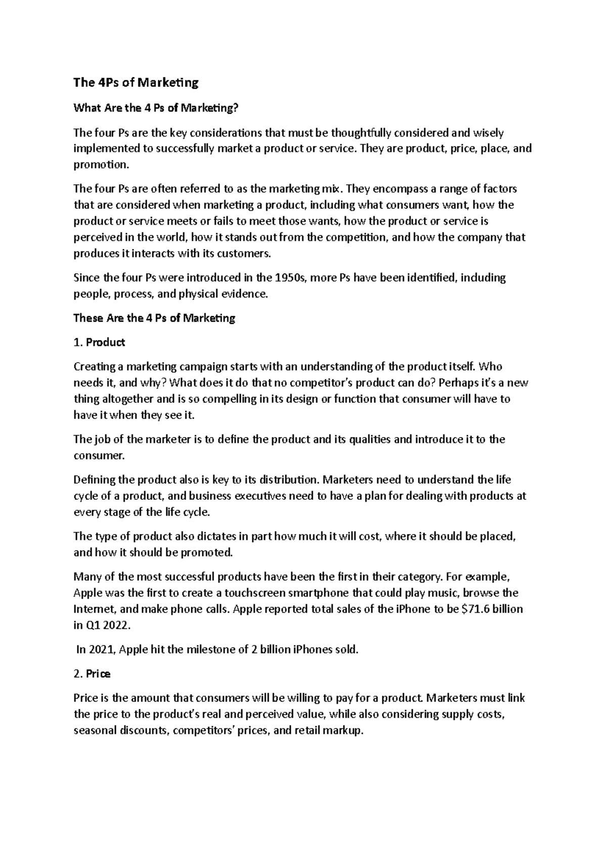 4Ps of markeitng - 4Ps of marketing - The 4Ps of Marketing What Are the ...